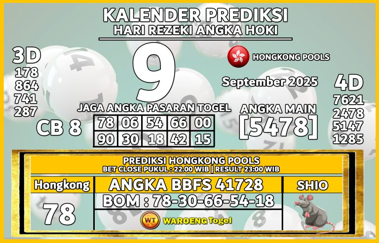 Prediksi Togel Bocoran HK Selasa 9 September 2025 - waroengtogel